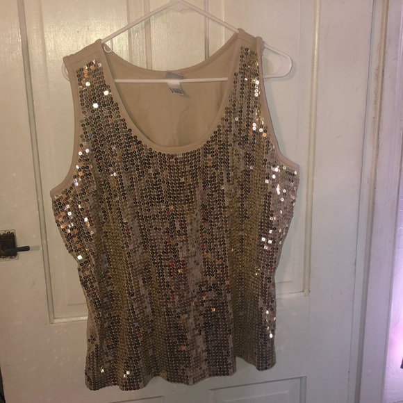 Tops | Gold Glitter Tank | Poshmark